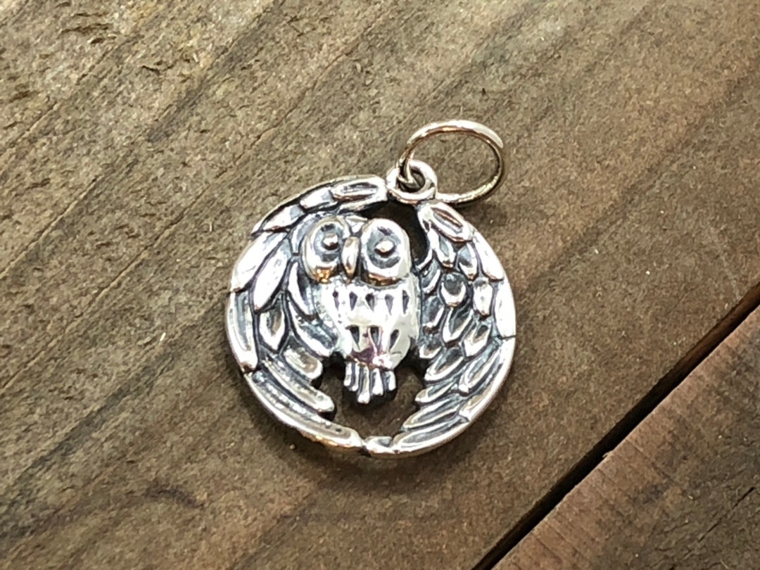 Owl Charm, Realistic Owl Charm, Sterling Silver Owl Charm, Owl Pendant ...