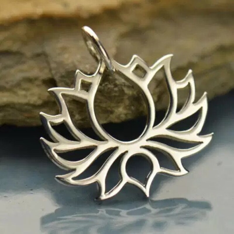 Silver Lotus Charm - Etsy