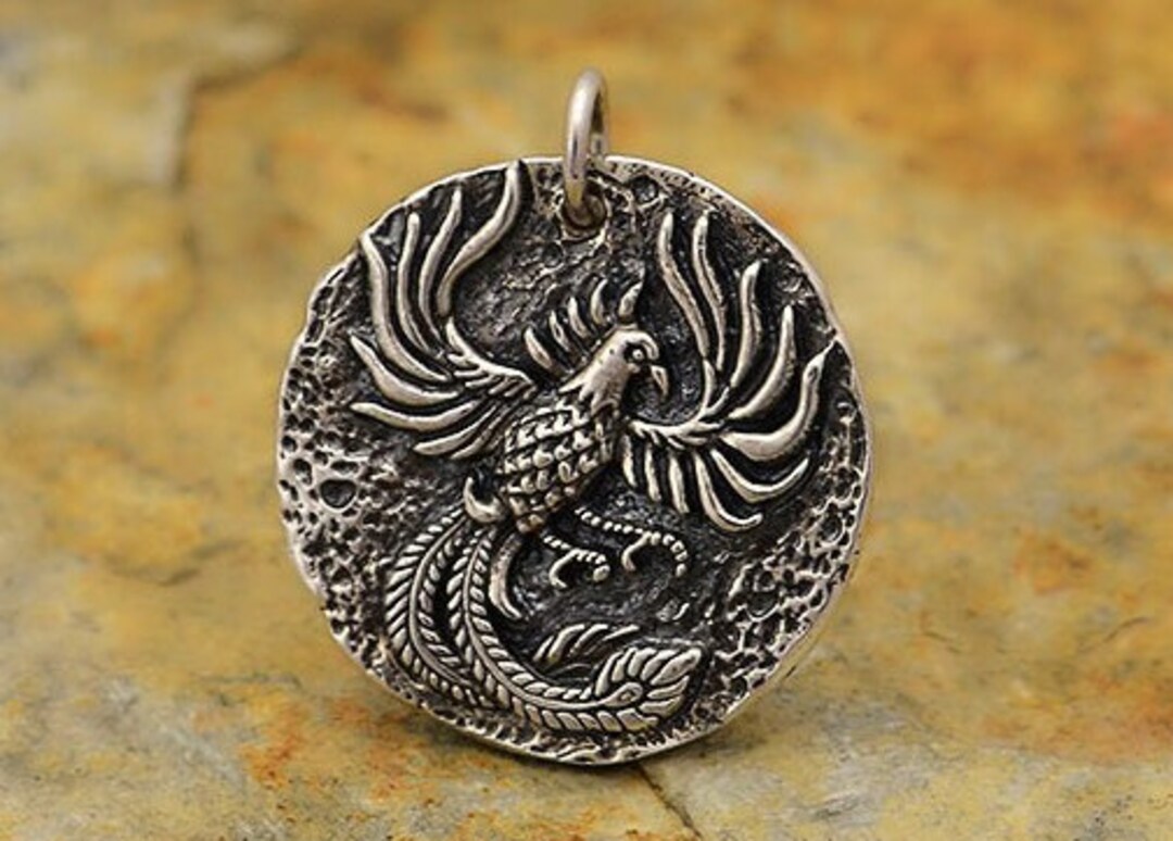 Sterling Silver Phoenix Charm, Sterling Silver Ancient Coin Charm ...
