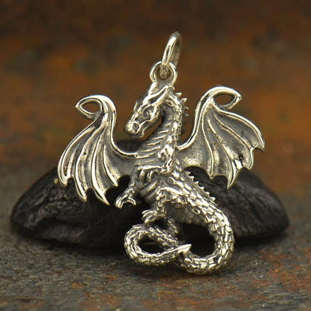 Dragon Charm, Dragon With Wings Charm, Fantasy Charm, Dungeon Charm ...