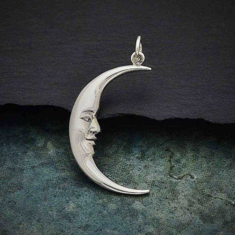 Silver Moon Charm - Etsy
