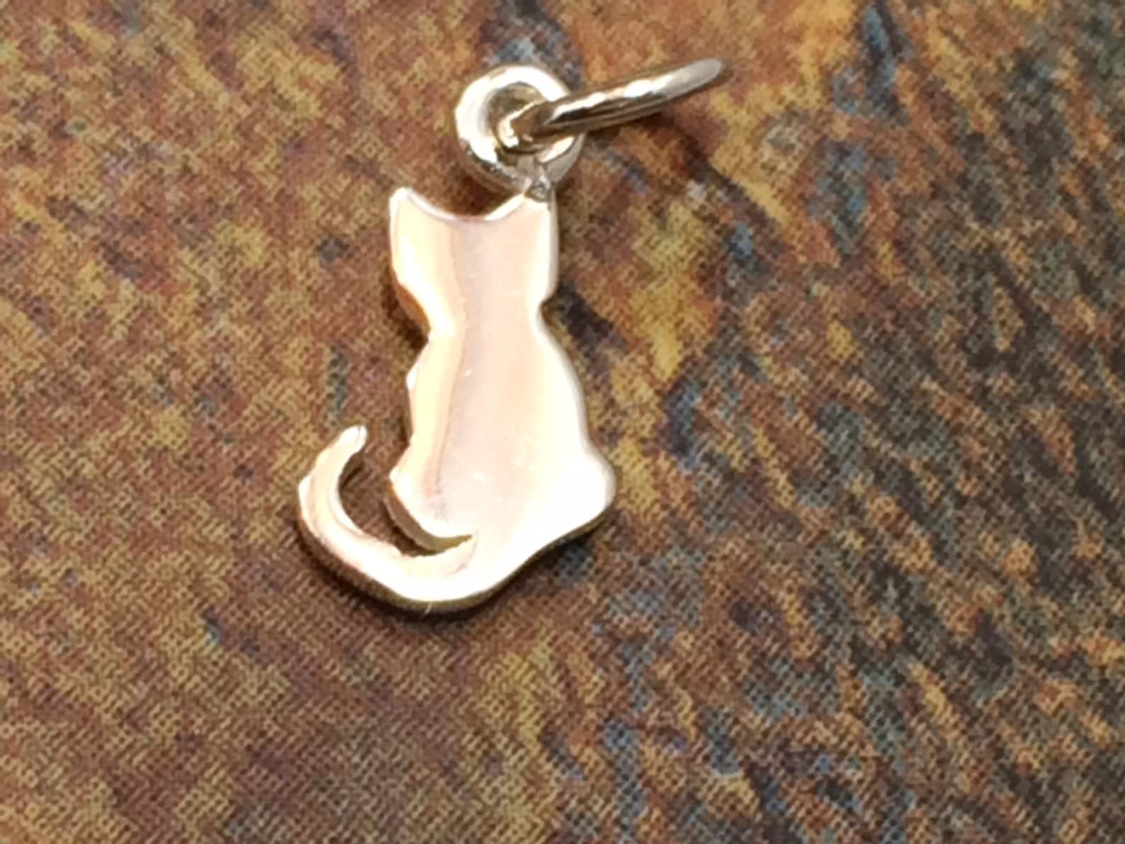 Cat Charm, Silhouette Kitty Charm, Silhouette Cat Charm, Sterling ...