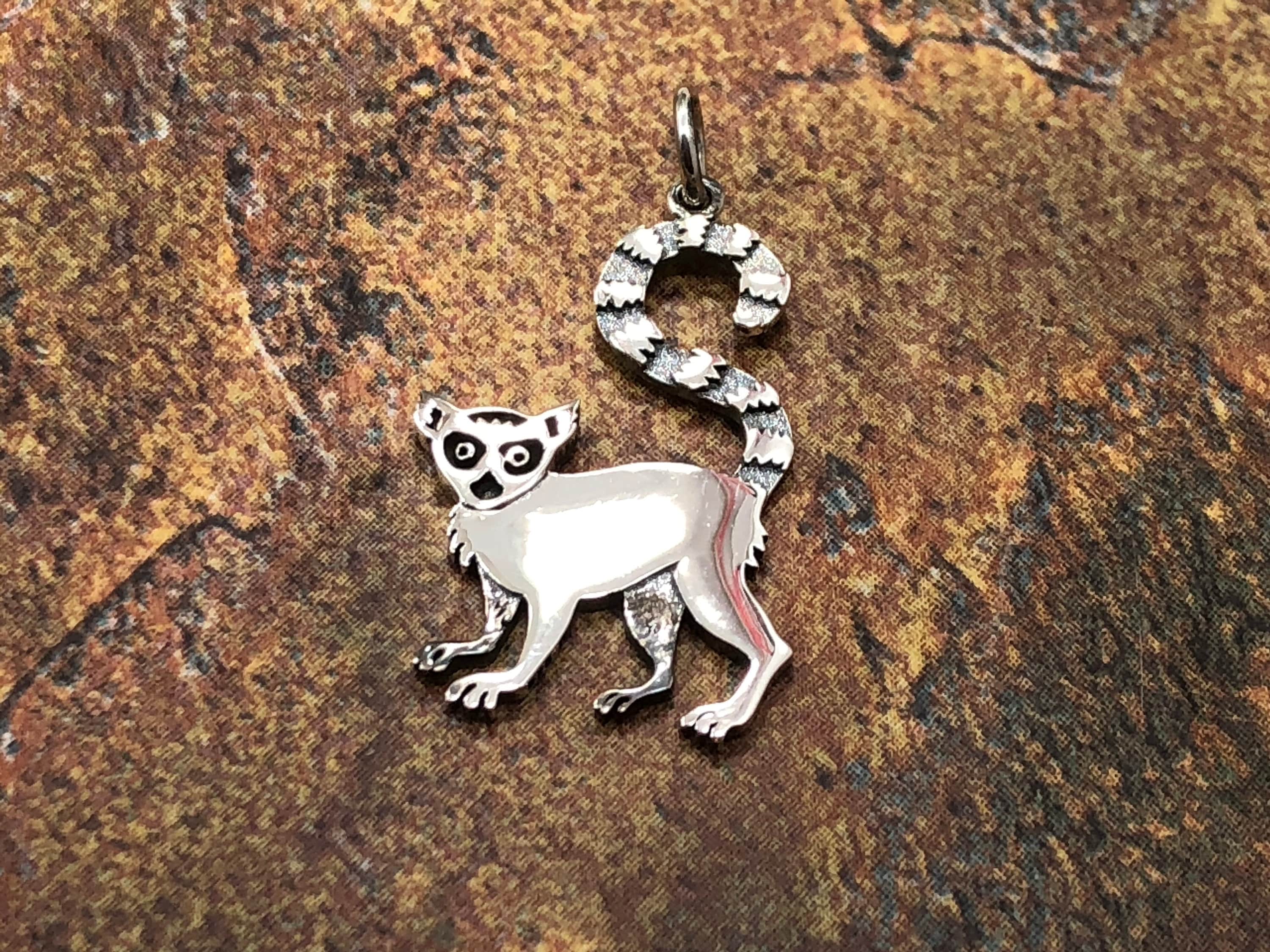 Sterling Silver Lemur Charm Monkey Charm Sterling Silver | Etsy