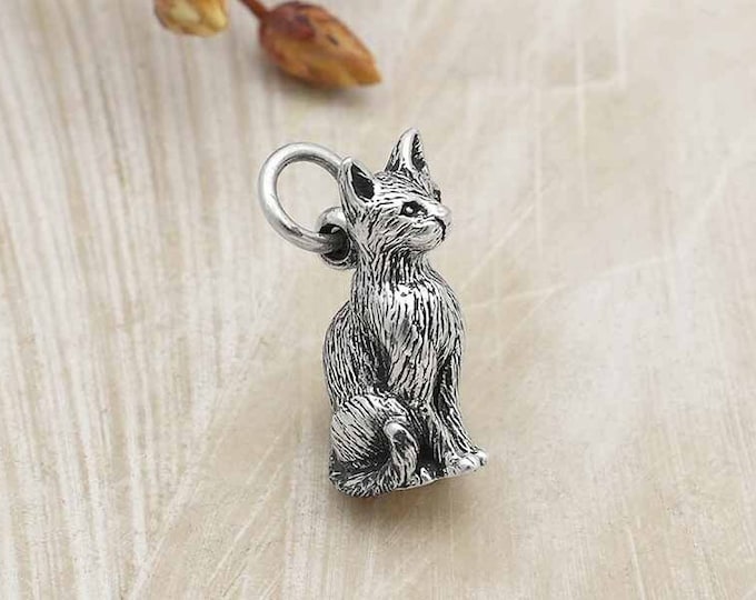 Sterling Silver 3D Cat Pendant, Cat Charm, Kitten Charm, Kitty Charm ...