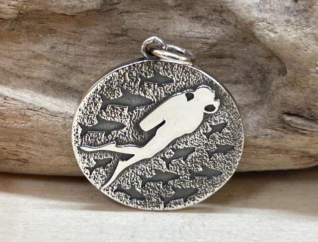 Sterling Silver Diver and Fish Charm, Scuba Diving Charm, Ocean Lover ...