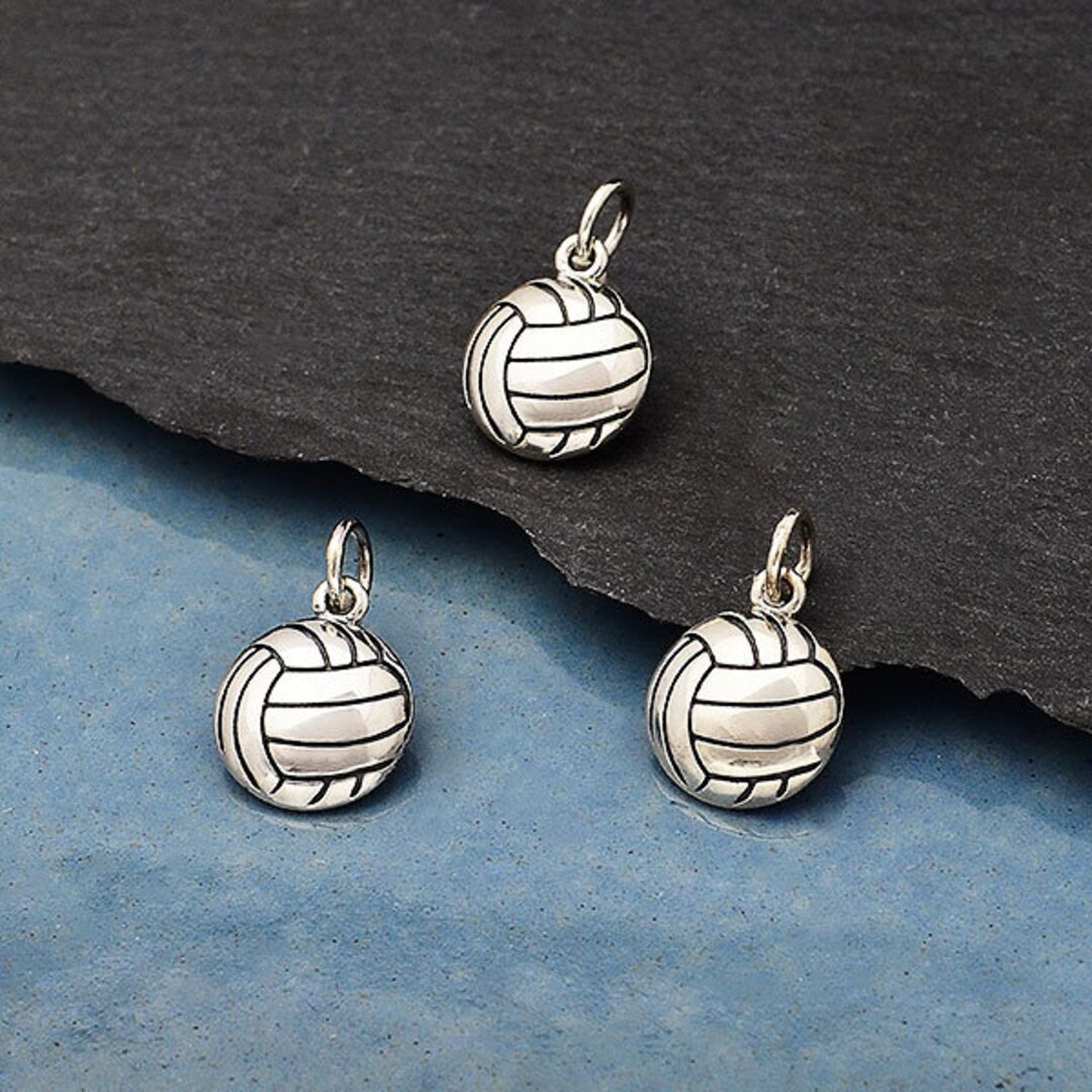 Sterling Silver Volleyball Ball Charm, Volleyball Ball Charm ...