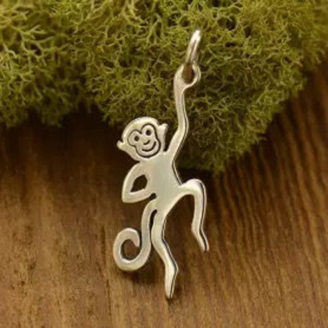 Monkey Charm, Sterling Silver Monkey Charm, Animal Lover Charm, Zoo ...