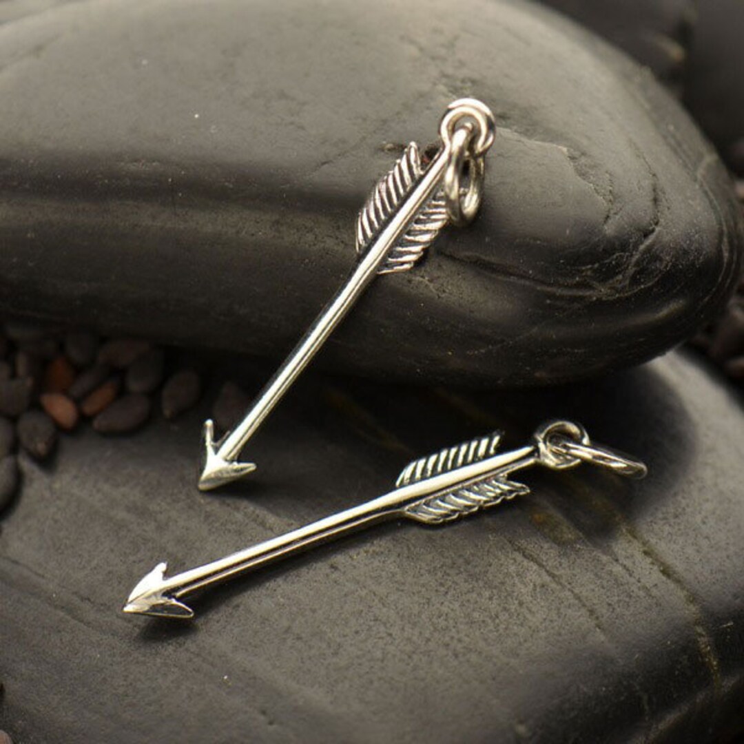 Arrow Charm, Arrow, Archery Charm, Archery Arrow, Sterling Silver Charm ...