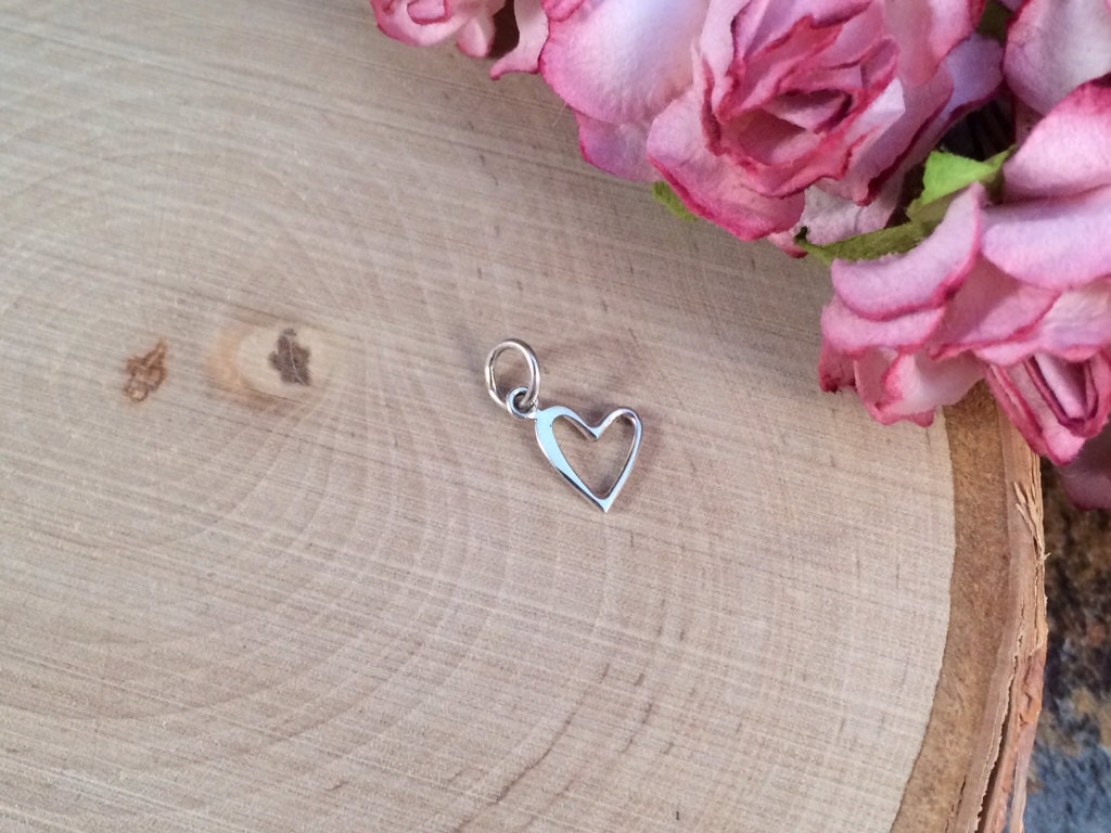 Heart Charm Heart Pendant Small Open Heart Charm Silver - Etsy