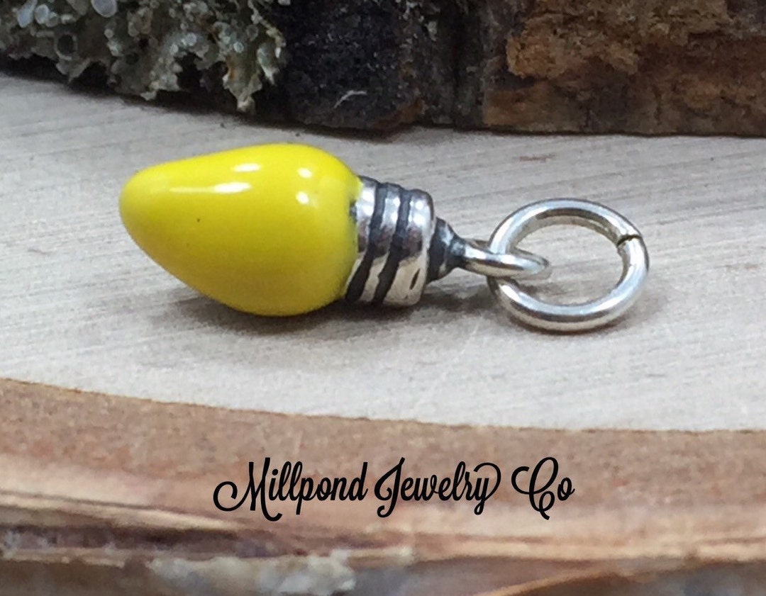 Christmas Light Charm, Christmas Bulb Charm, Sterling Silver Christmas ...