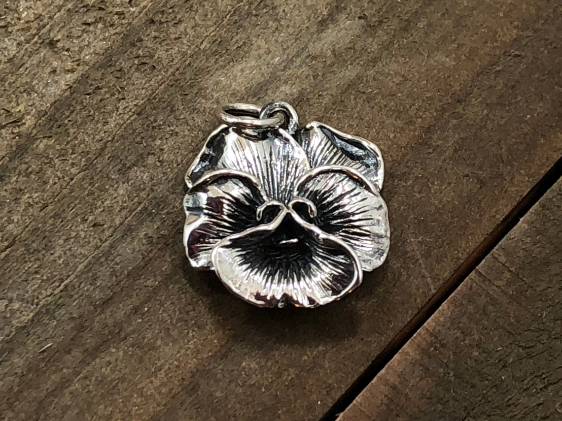 Pansy Charm Sterling Silver Pansy Flower Charm Flower Charm - Etsy