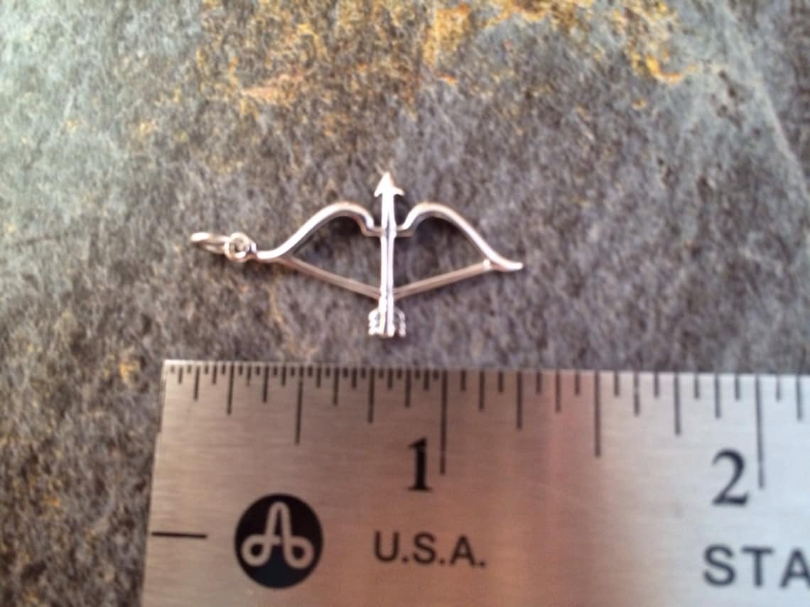 Bow and Arrow Charm, Bow and Arrow Pendant, Sterling Silver Bow and ...