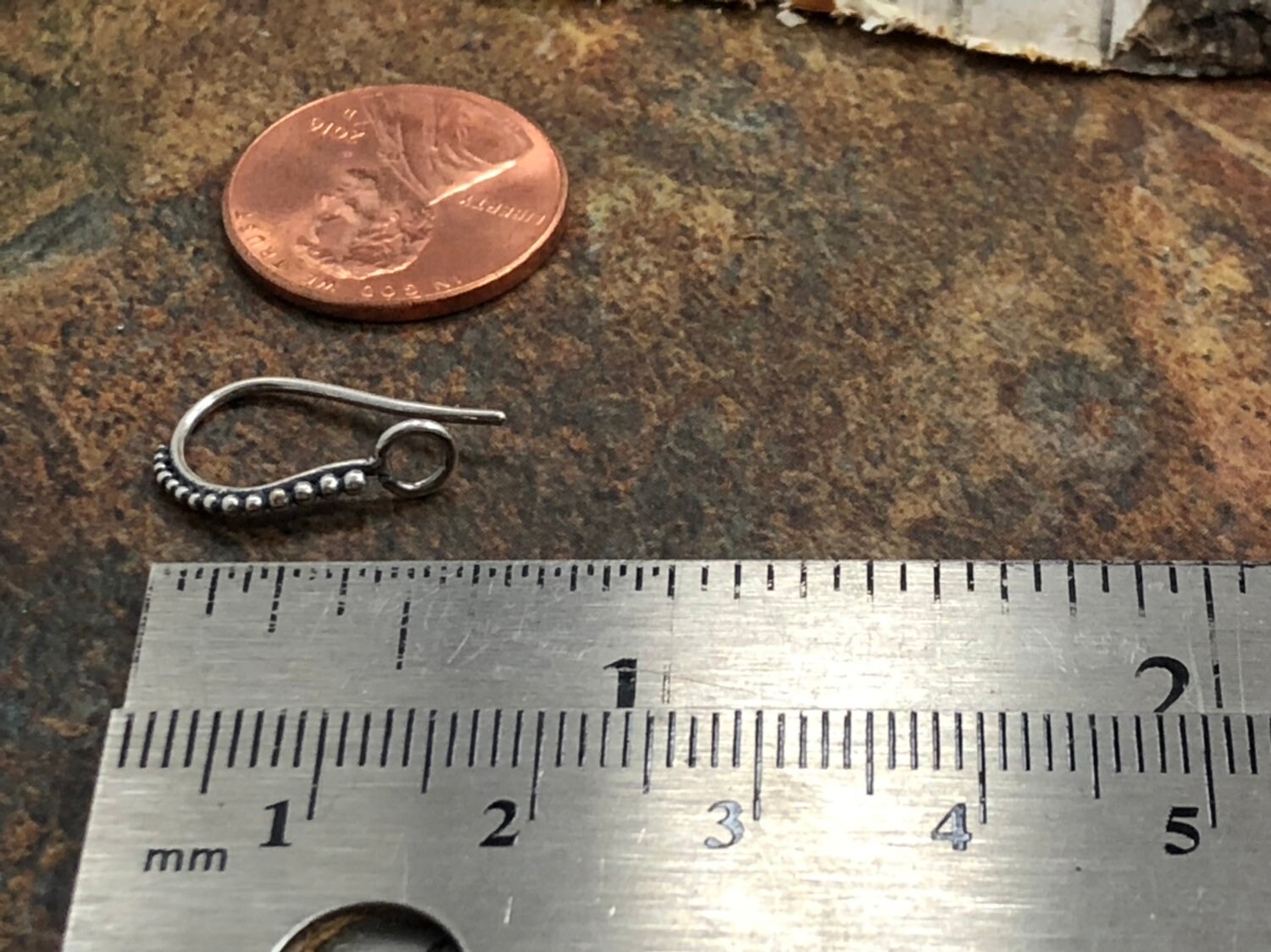 Sterling Silver Granulated Ear Hook With Front Facing Loop - Etsy