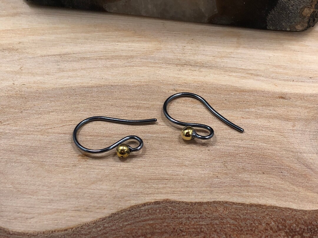 Black Finish Simple Ear Wires With Bronze Ball, Ear Wires, Sterling ...