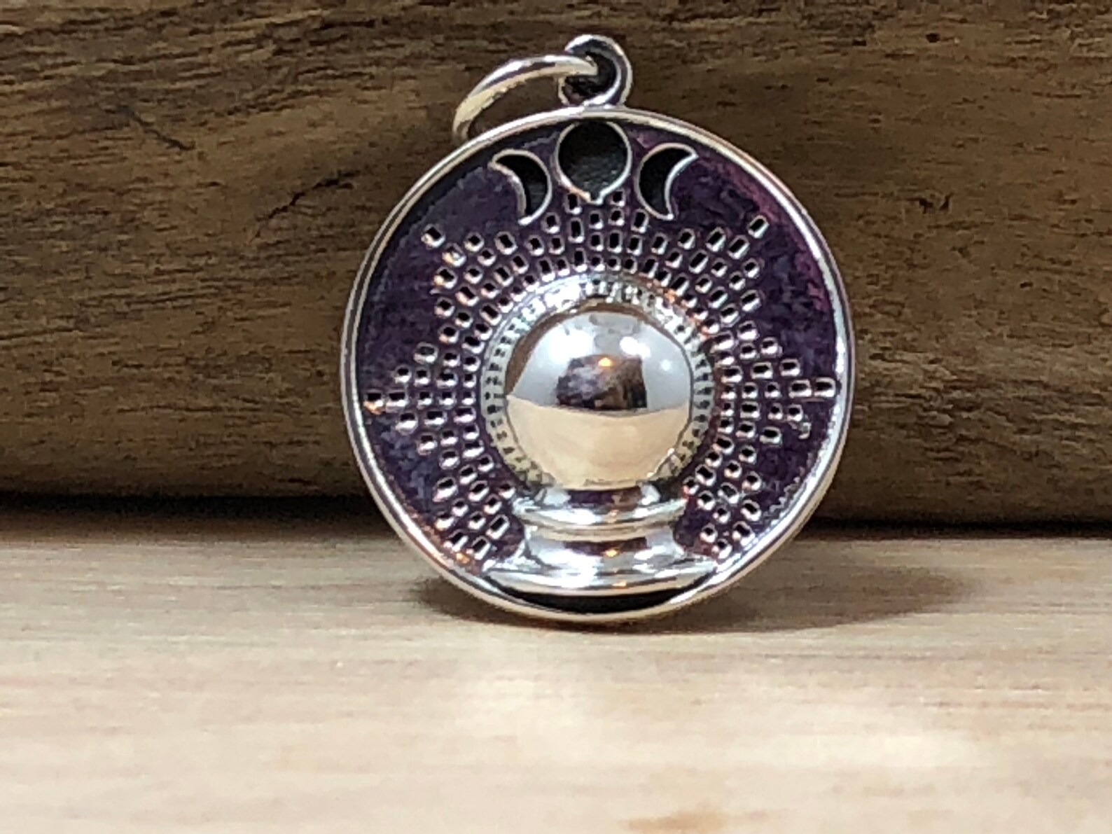 Sterling Silver Crystal Ball Charm With Moon Phases Crystal | Etsy