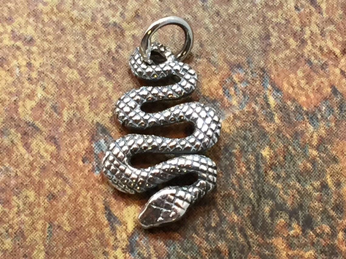 Snake Charm Snake Pendant Sterling Silver Charm Reptile - Etsy