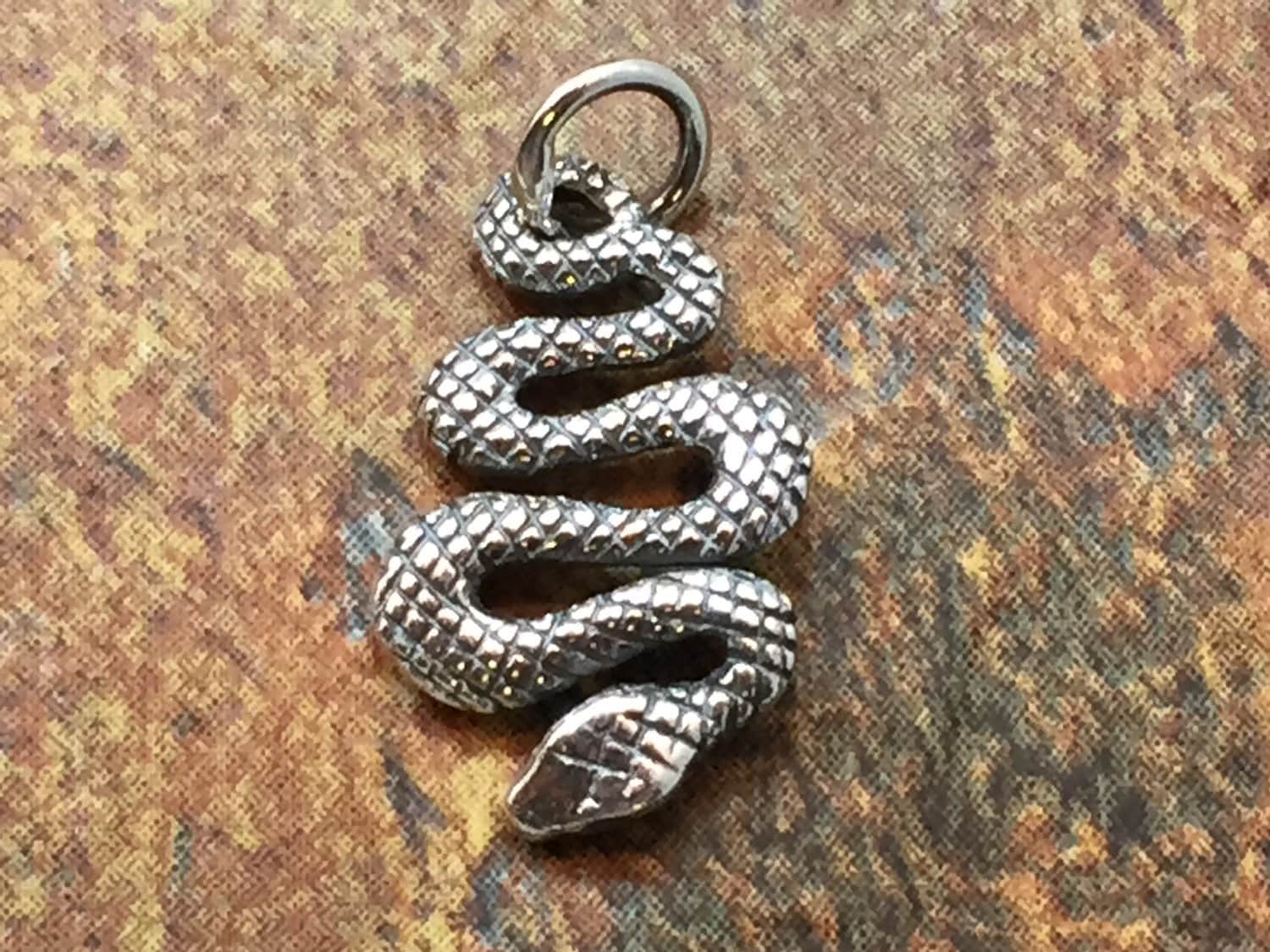 Snake Charm Snake Pendant Sterling Silver Charm Reptile - Etsy