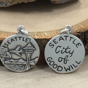 Seattle Charm, Washington Charm, Seattle Pendant, Sterling Silver ...