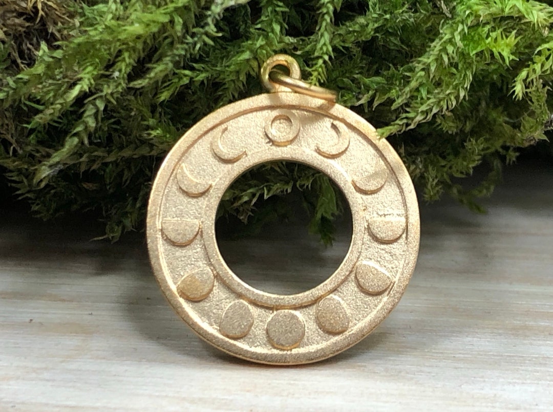 Moon Charm, Phases of the Moon Charm, Etched Phases of the Moon on a ...