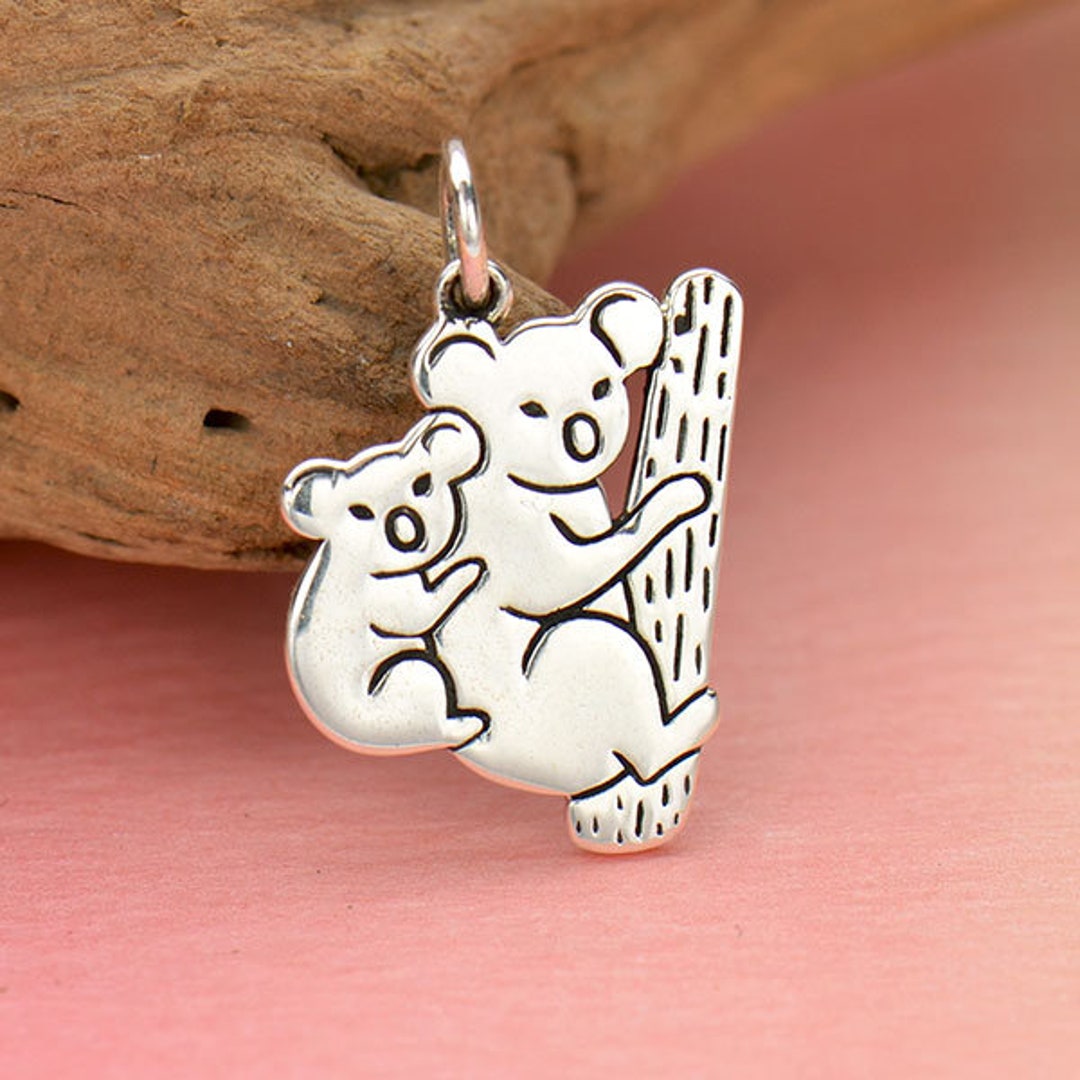 Koala Charm, Koala Bear Charm, Mom and Baby Koala Charm Sterling Silver ...
