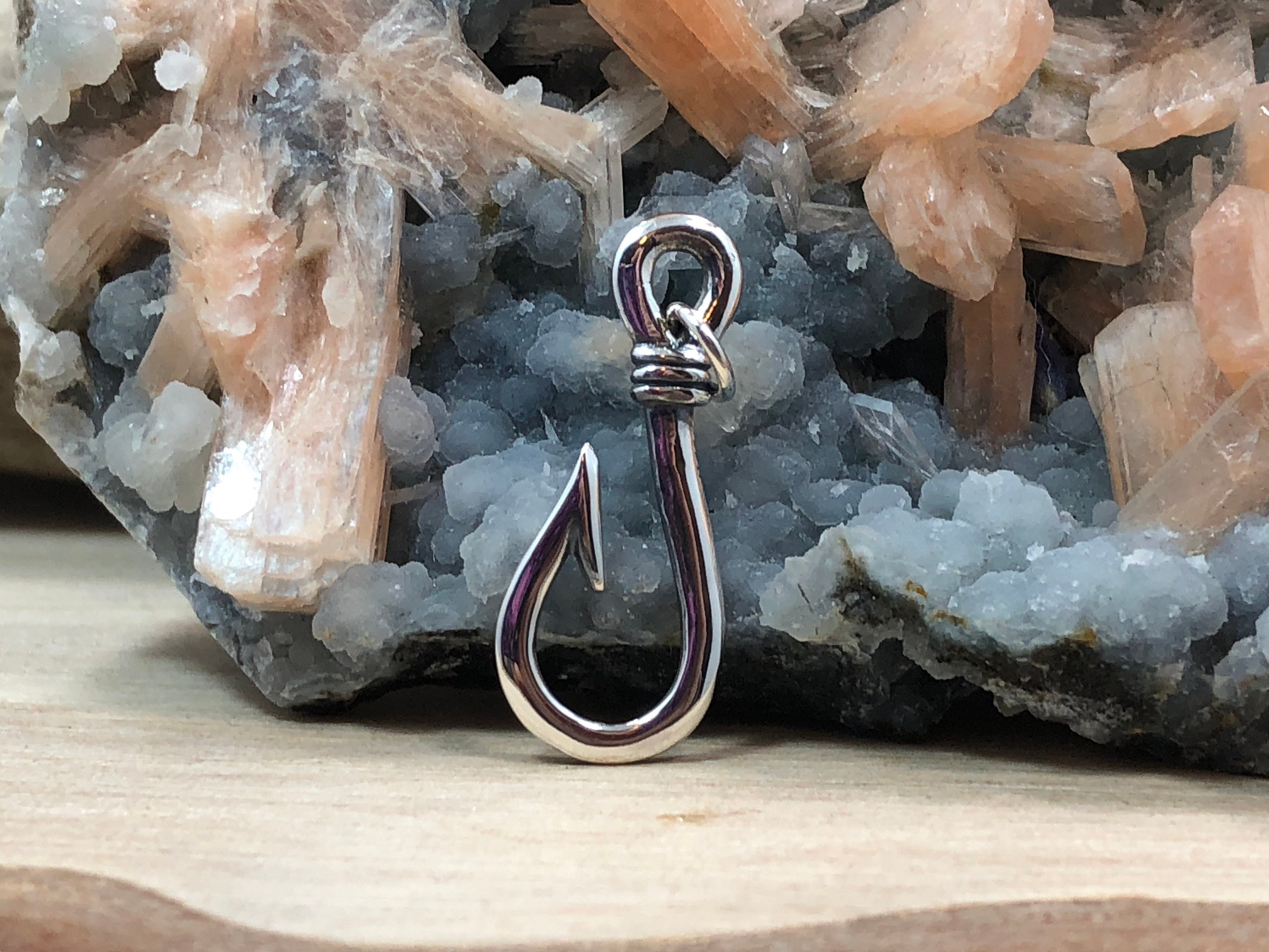 Sterling Silver Fish Hook Charm Fishing Hook Charm Fishing | Etsy