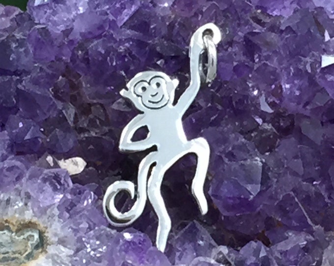 Monkey Charm Sterling Silver Monkey Charm Animal Lover | Etsy