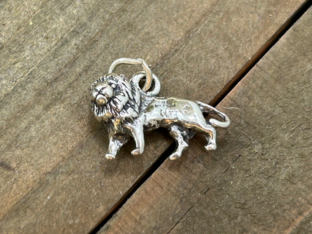 Lion Charm, African Lion Charm, Sterling Silver Charm, Sterling Silver ...