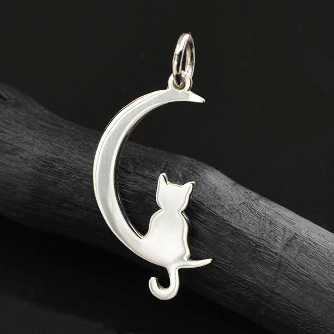 Cat Charm, Silhouette Kitty Charm, Silhouette Cat Charm, Sterling ...