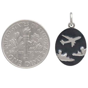 Sterling Silver Flying Airplane Charm, Airplane Charm, Airplane Pendant ...