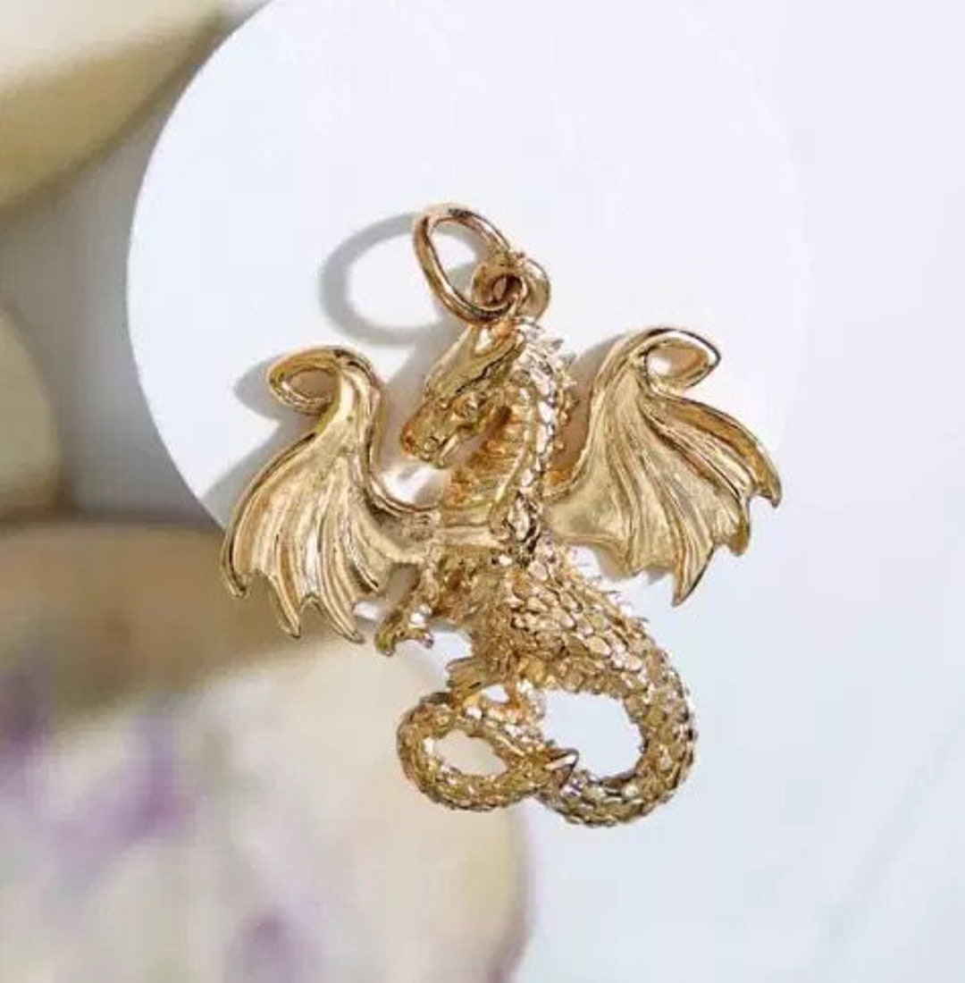 Fairy Tale Dragon Charm, Dragon With Wings Charm, Fantasy Charm, Dragon ...