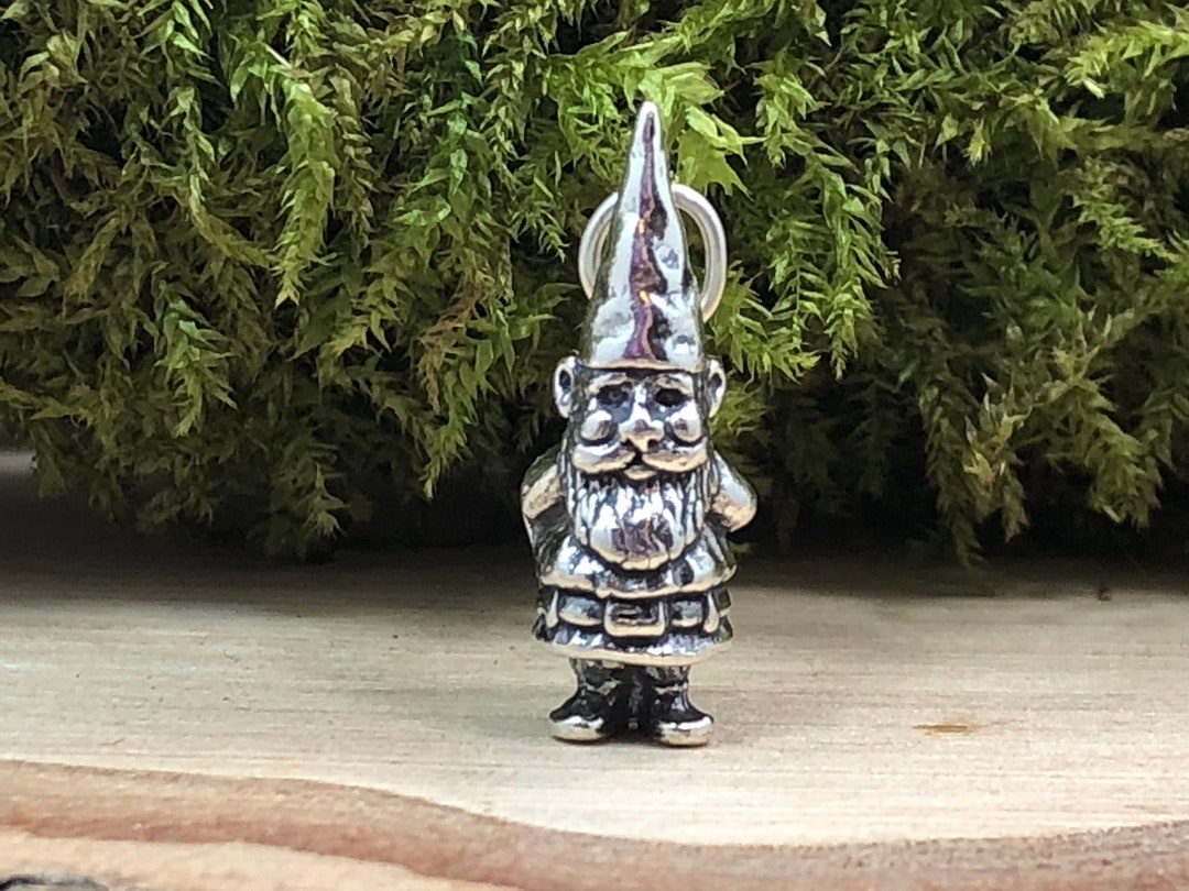 Garden Gnome Charm, Gnome Charm, Garden Charm, Sterling Silver Charm ...