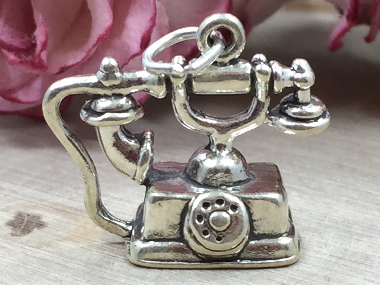 Telephone Charm Phone Charm Antique Telephone Charm - Etsy
