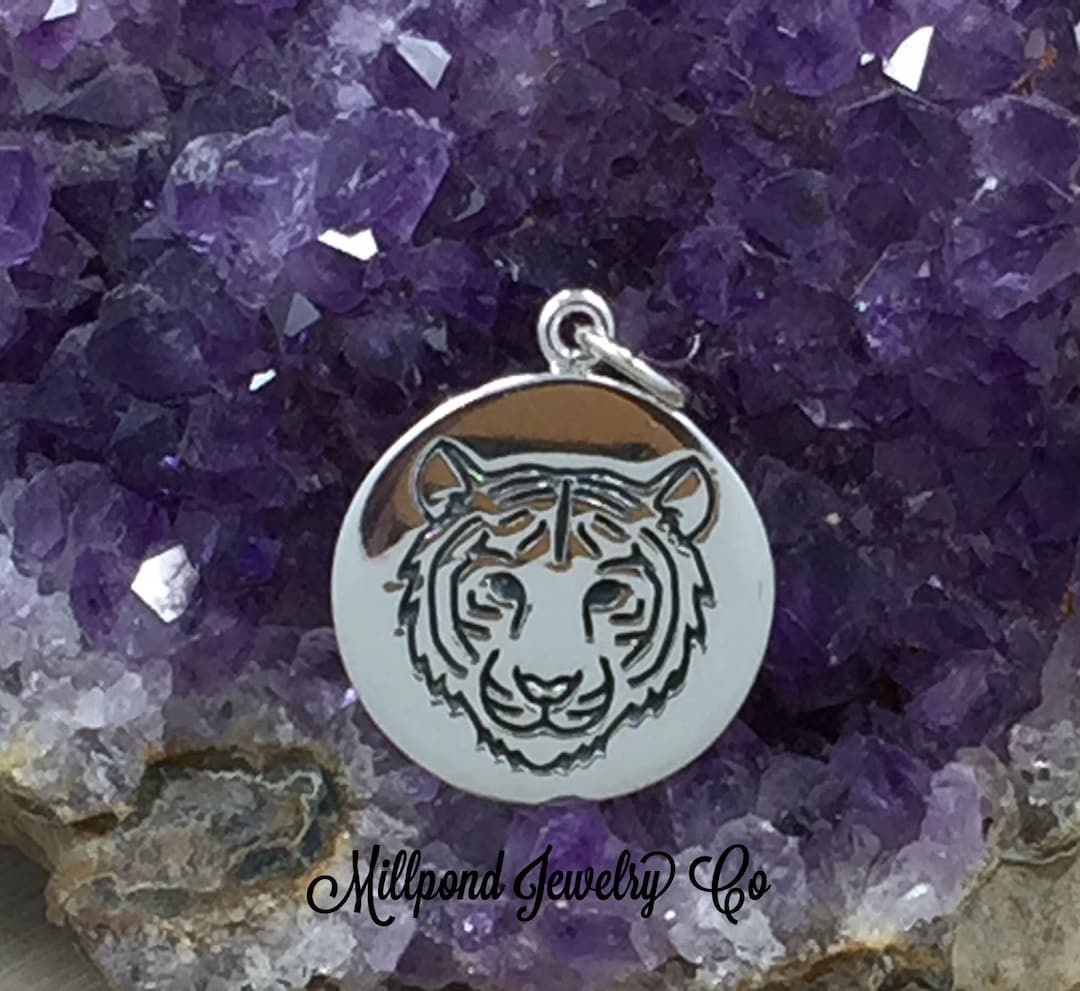 Tiger Charm, Tiger Pendant, Sterling Silver Charm, Sterling Silver ...