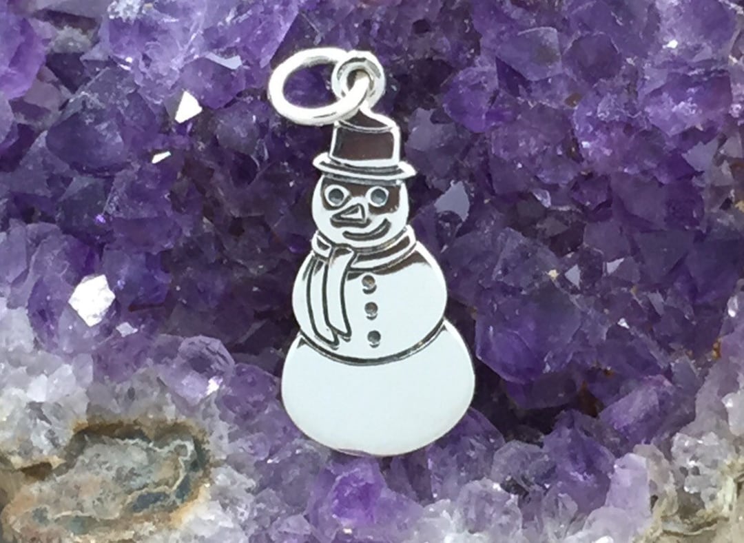 Sterling Silver Snowman Charm, Snowman Charm, Earring Components ...