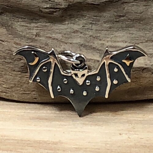 Sterling Silver Moth With Moon and Sun Charm Silver Geometric | Etsy