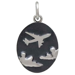 Sterling Silver Flying Airplane Charm, Airplane Charm, Airplane Pendant ...