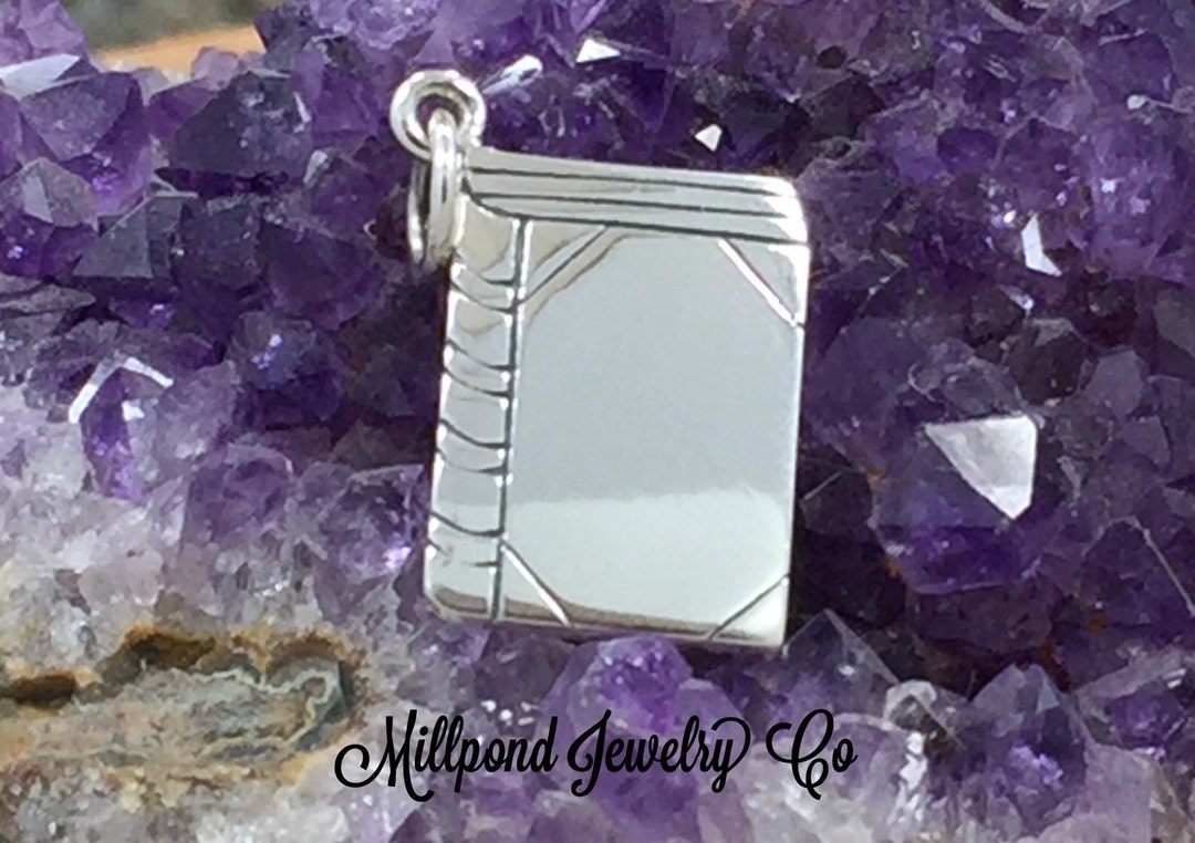 Book Charm, Book Pendant, Flat Book Charm, Book Lover Gift, Reader ...