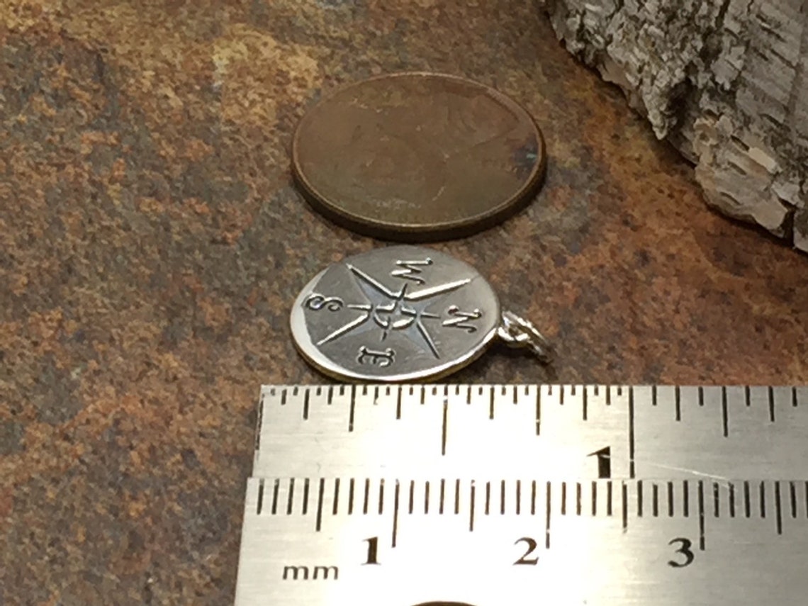 Compass Charm Compass Pendant Sterling Silver Charm Silver - Etsy