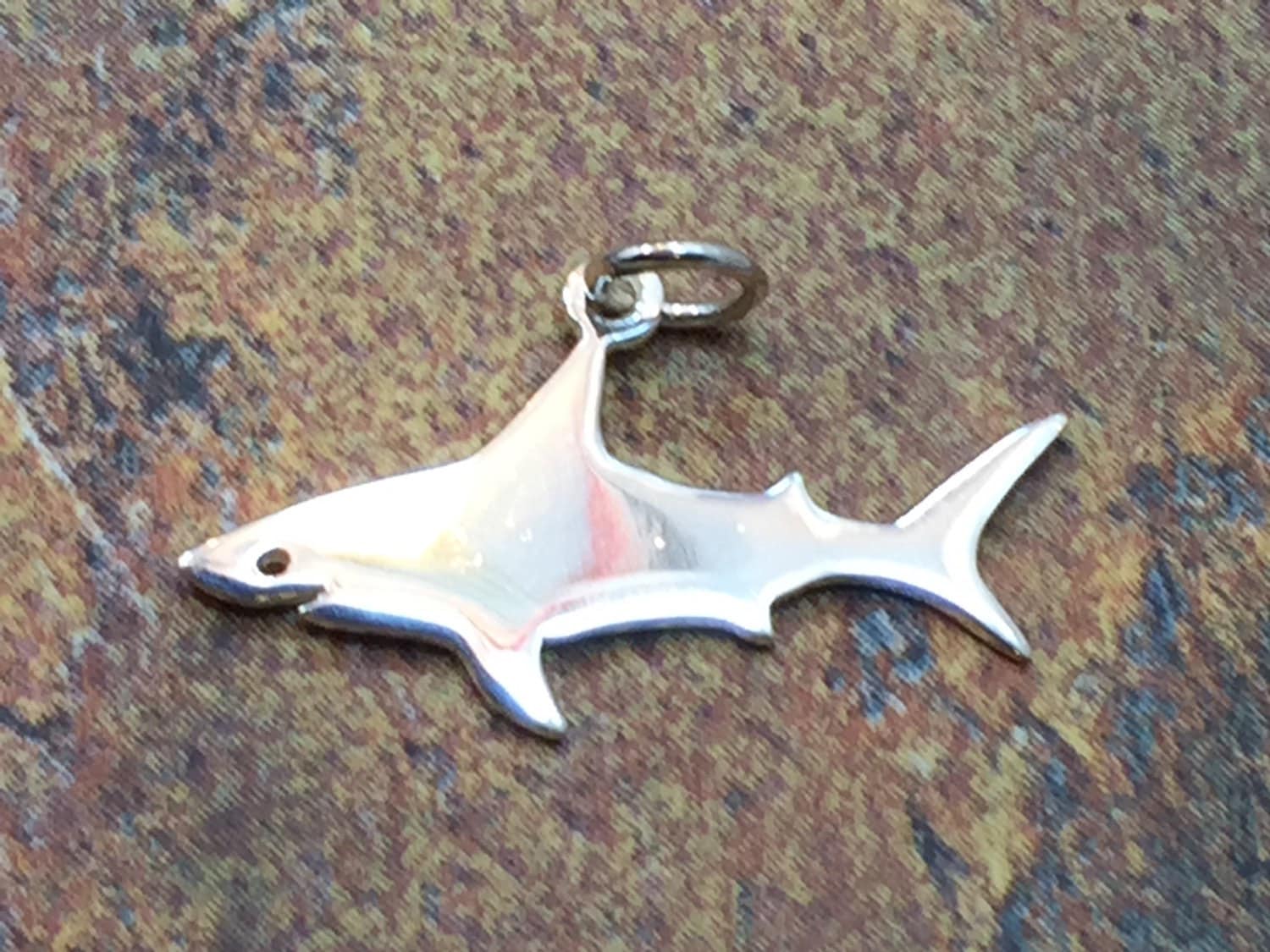 Shark Charm Flat Shark Charm Sterling Silver Shark Charm - Etsy