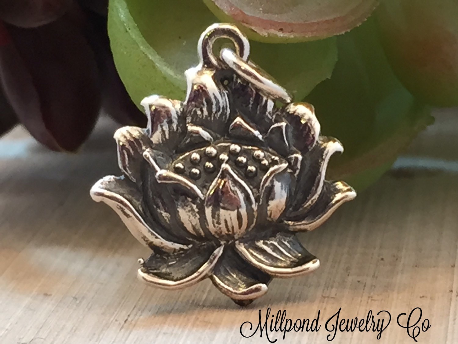 Lotus Charm Lotus Pendant Large Lotus Charm Flower Charm - Etsy