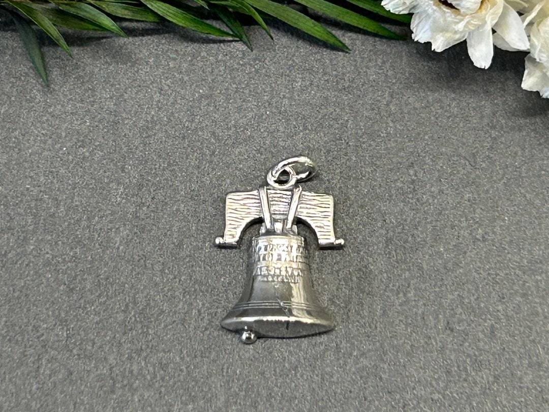 Liberty Bell Charm, Liberty Bell Pendant, Patriotic Charm, Sterling ...