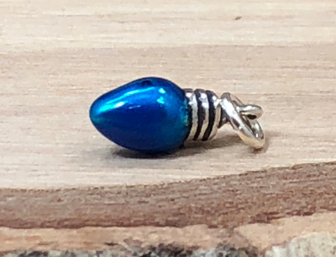 Christmas Light Charm, Christmas Bulb Charm, Sterling Silver Christmas ...