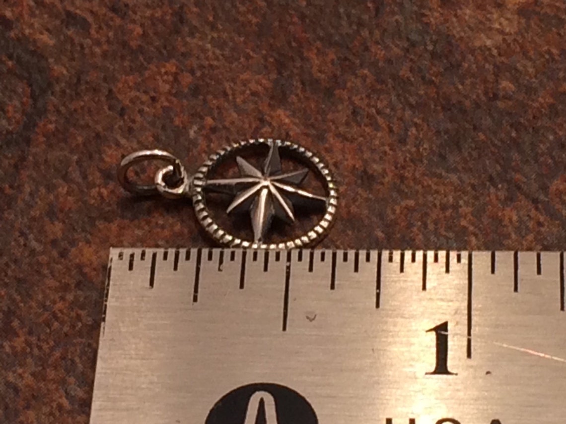 Compass Star Charm Starburst Compass Pendant Sterling Silver | Etsy