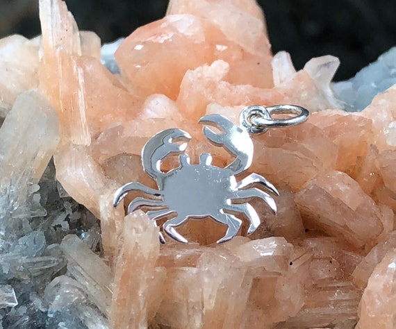 Crab Charm Crab Pendant Sterling Silver Crab Charm Beach | Etsy