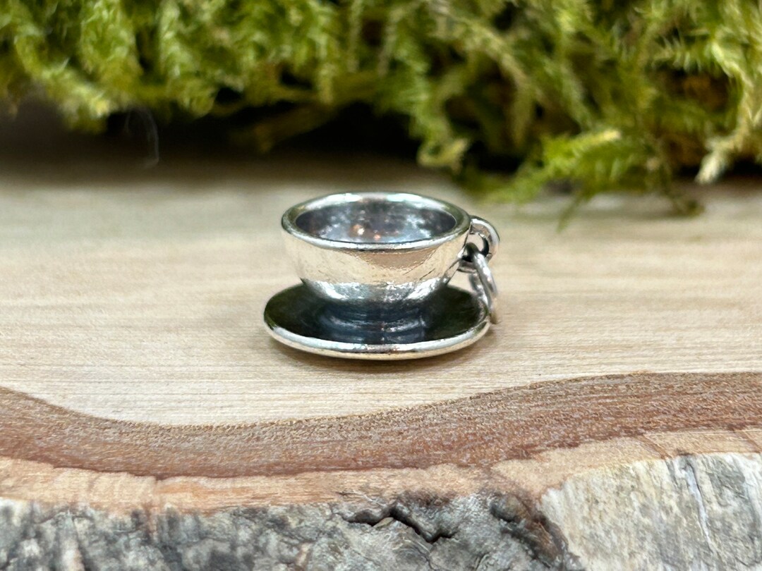 Cup and Saucer Charm, Coffee Charm, Coffee Drinker Charm, Sterling ...