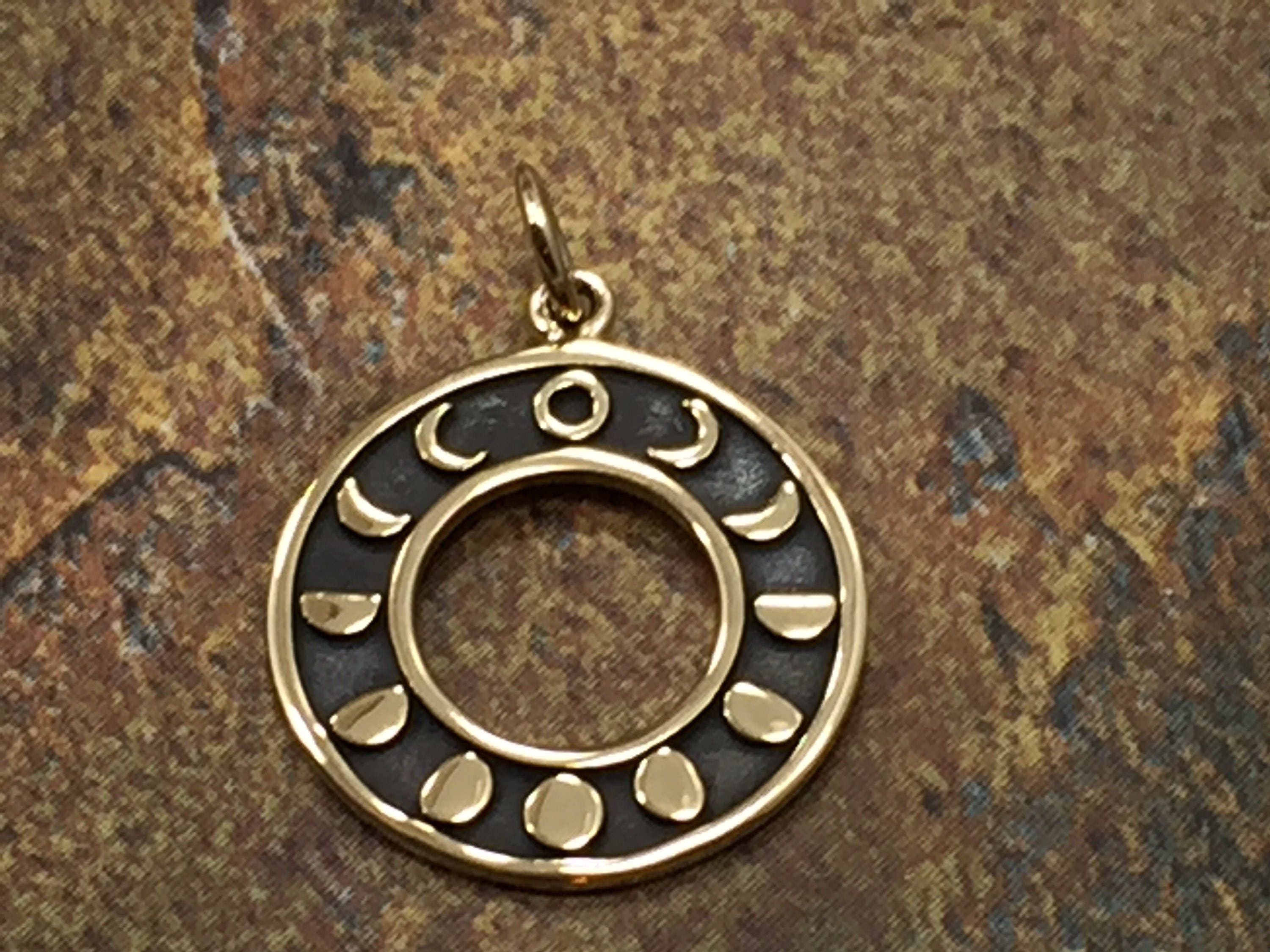 Moon Charm Phases of the Moon Charm Etched Phases of the | Etsy