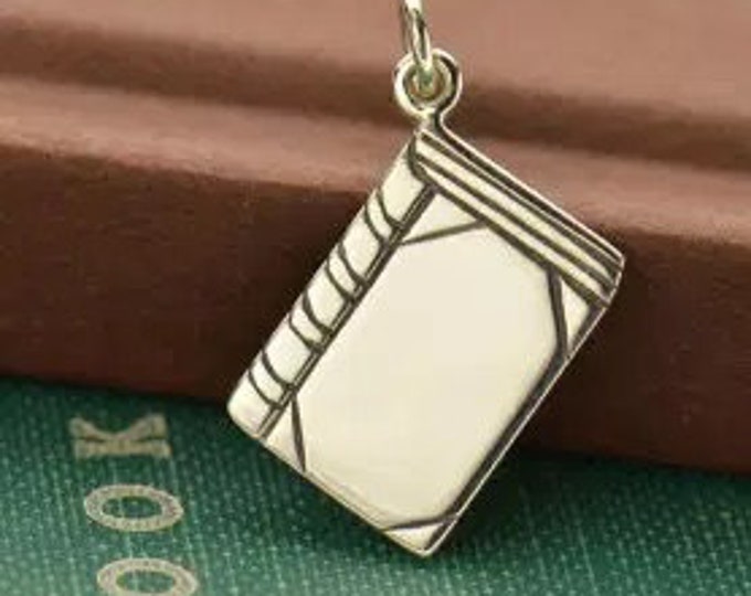 Book Charm, Book Pendant, Flat Book Charm, Book Lover Gift, Reader ...