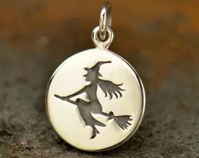 Witch Charm, Halloween Charm, Sterling Silver Charm, Sterling Silver ...