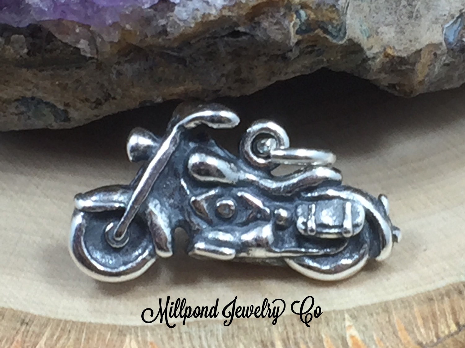 Motorcycle Charm Motorcycle Pendant Bike Charm Sterling | Etsy