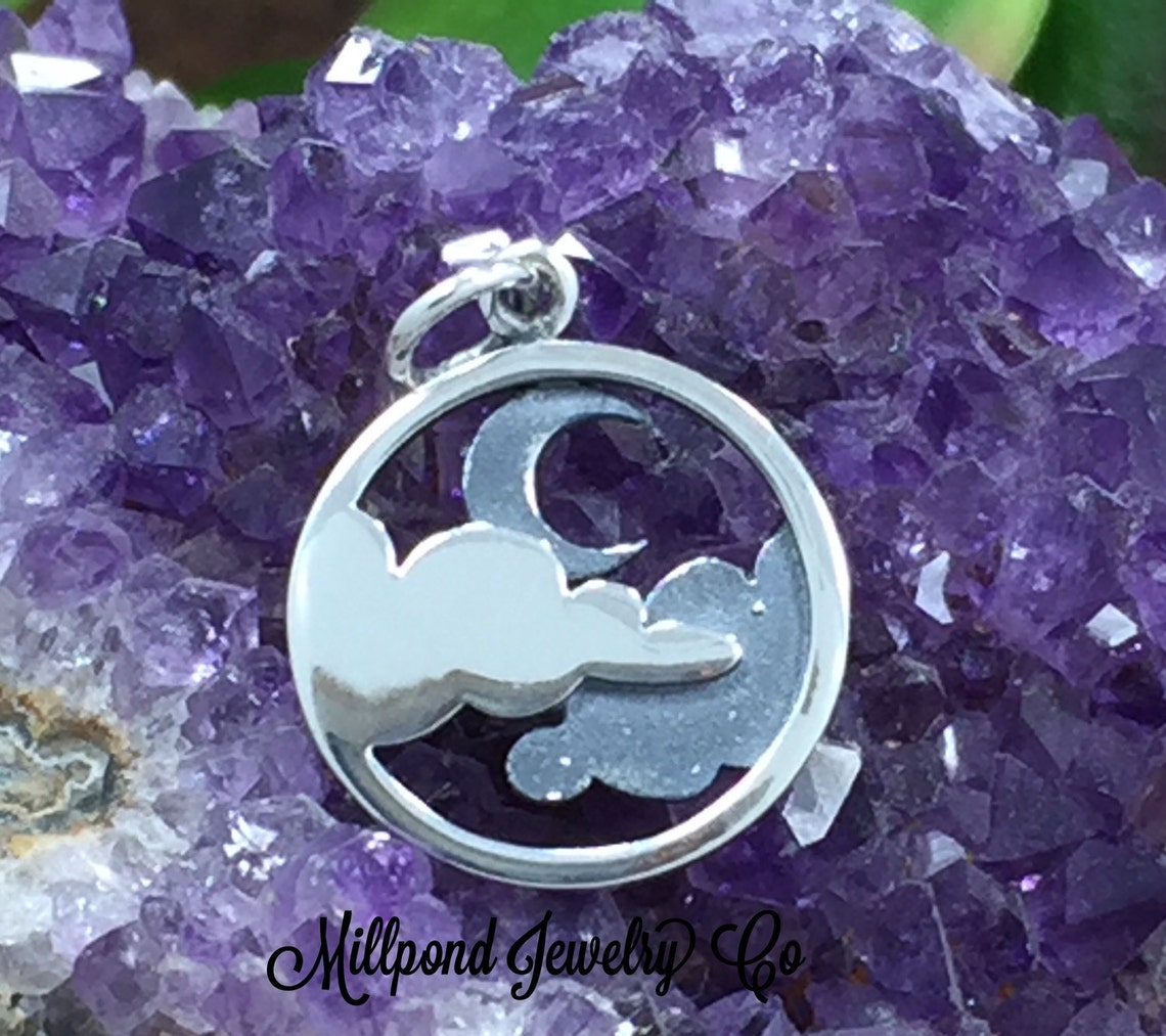 Moon and Cloud Charm, Moon Charm, Cloud Charm, Sky Charm, Rain Cloud ...